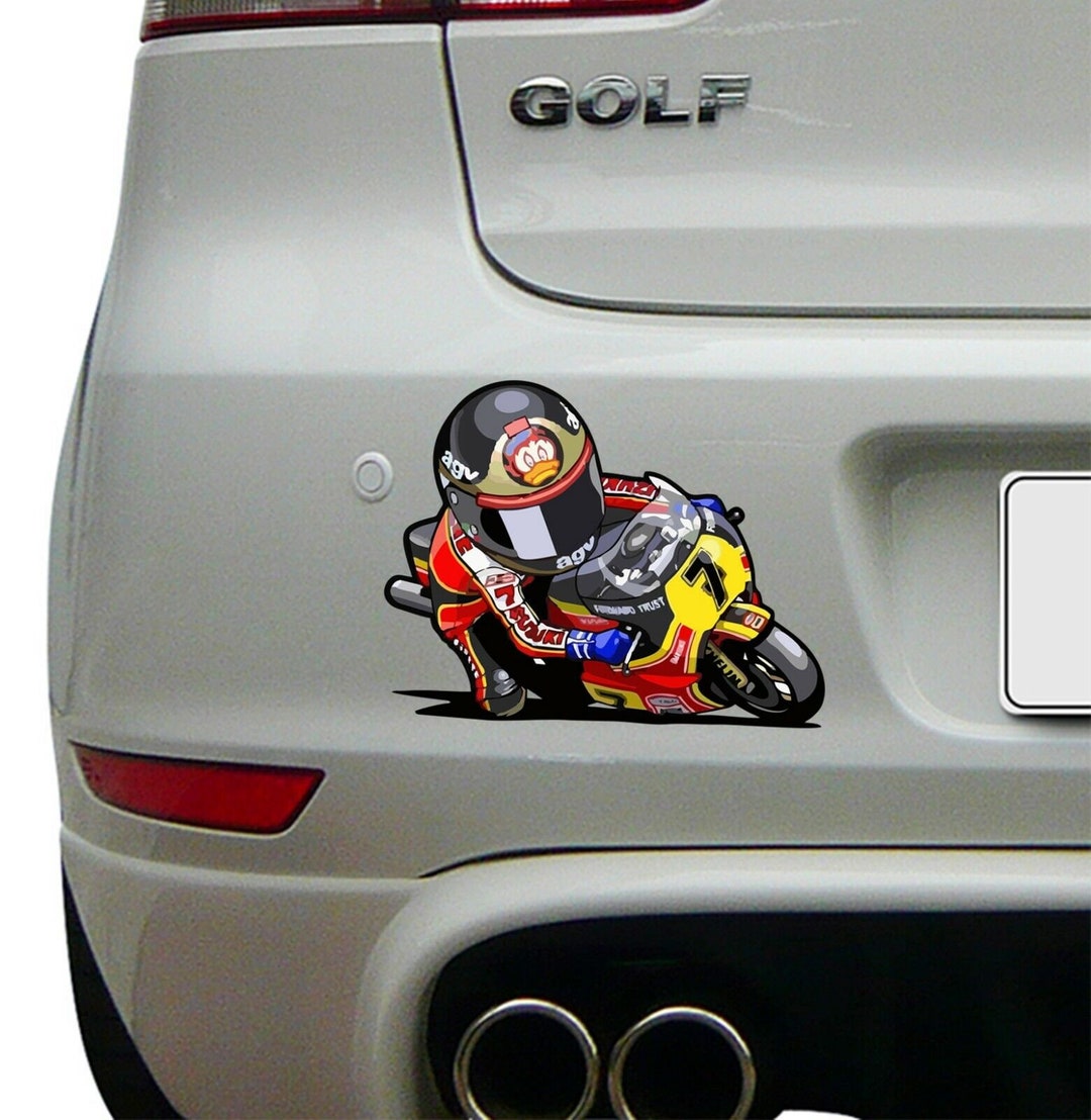 Barry Sheene (7) Cartoon Image Racing Super Bike Sticker Race Decal ...