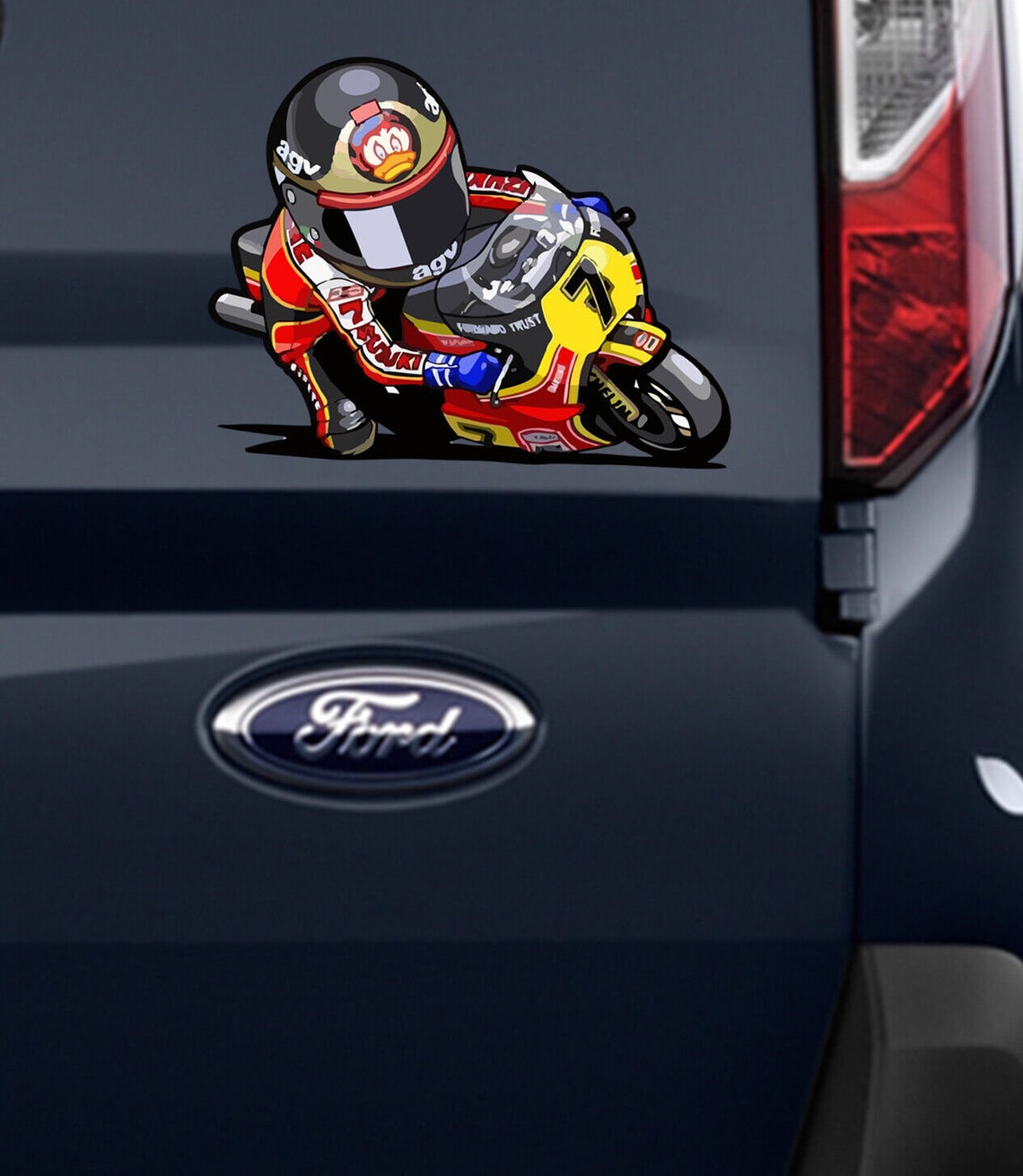 Barry Sheene (7) Cartoon Image Racing Super Bike Sticker Race Decal ...