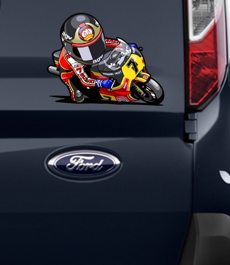 Barry Sheene Classic British Cartoon Superbike Sticker: Motogp Racing ...