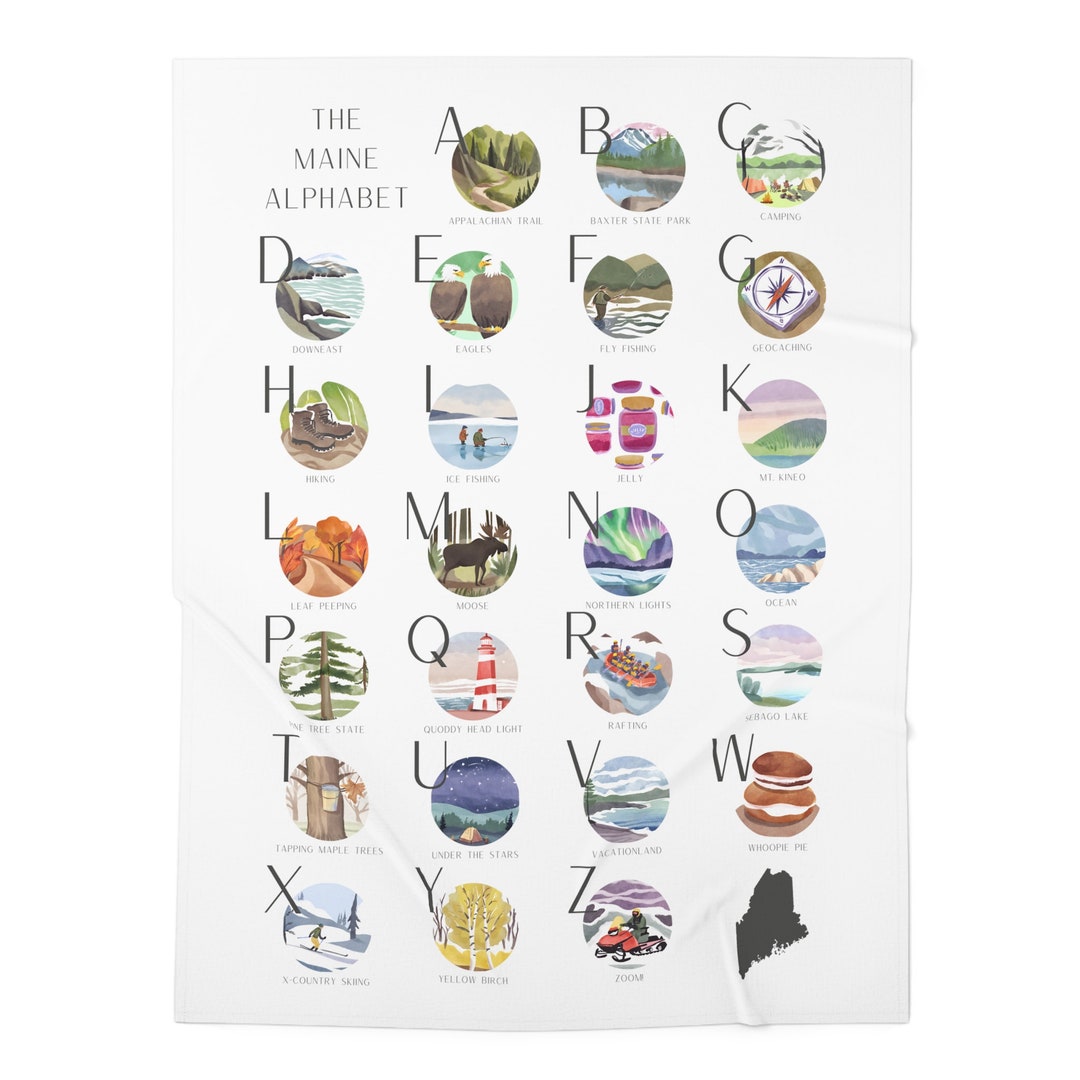 Maine Alphabet Baby Swaddle Blanket - Etsy