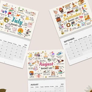 2025 Bucket List Calendar, Bucket List Monthly Calendar, 2025 Wall ...