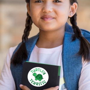 Turtley Terrific Sticker for Kids, Turtle Pun Stickers, Motivational ...