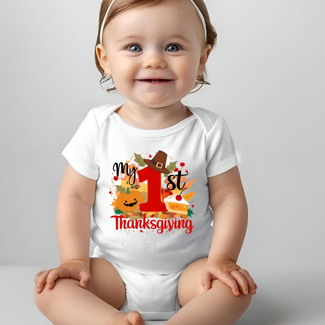 My First Thanksgiving Baby Onesies, Retro Fall Toddler Bodysuit, Autumn ...