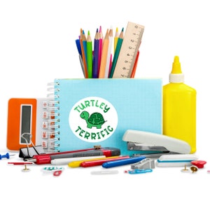 Turtley Terrific Sticker for Kids, Turtle Pun Stickers, Motivational ...