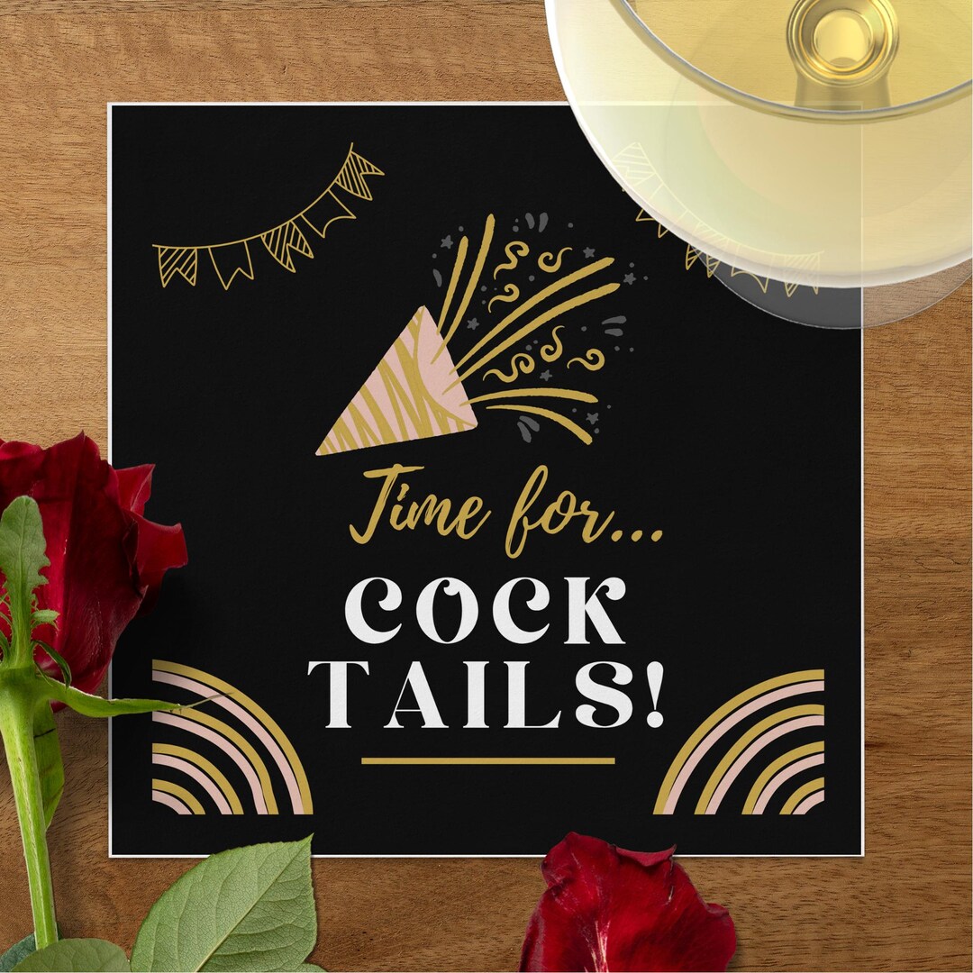 Time for Cocktails Funny Napkin Party Decor, Funny Cocktail Party ...