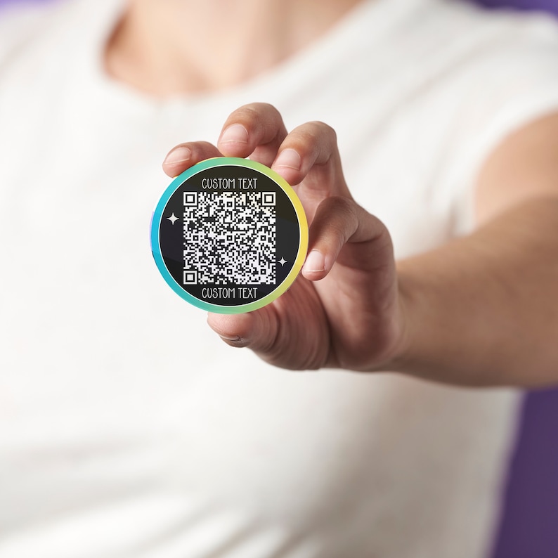 Dynamic Custom QR Code Pin Button Custom Changeable Message of QR Code You Can Customize Qr Code ...
