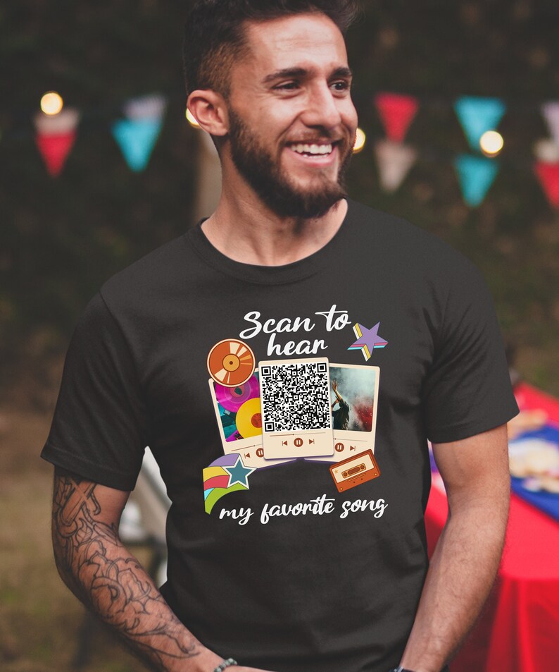 Personalized QR Code Music Shirt, Scan to See My Favorite Song QR Code ...