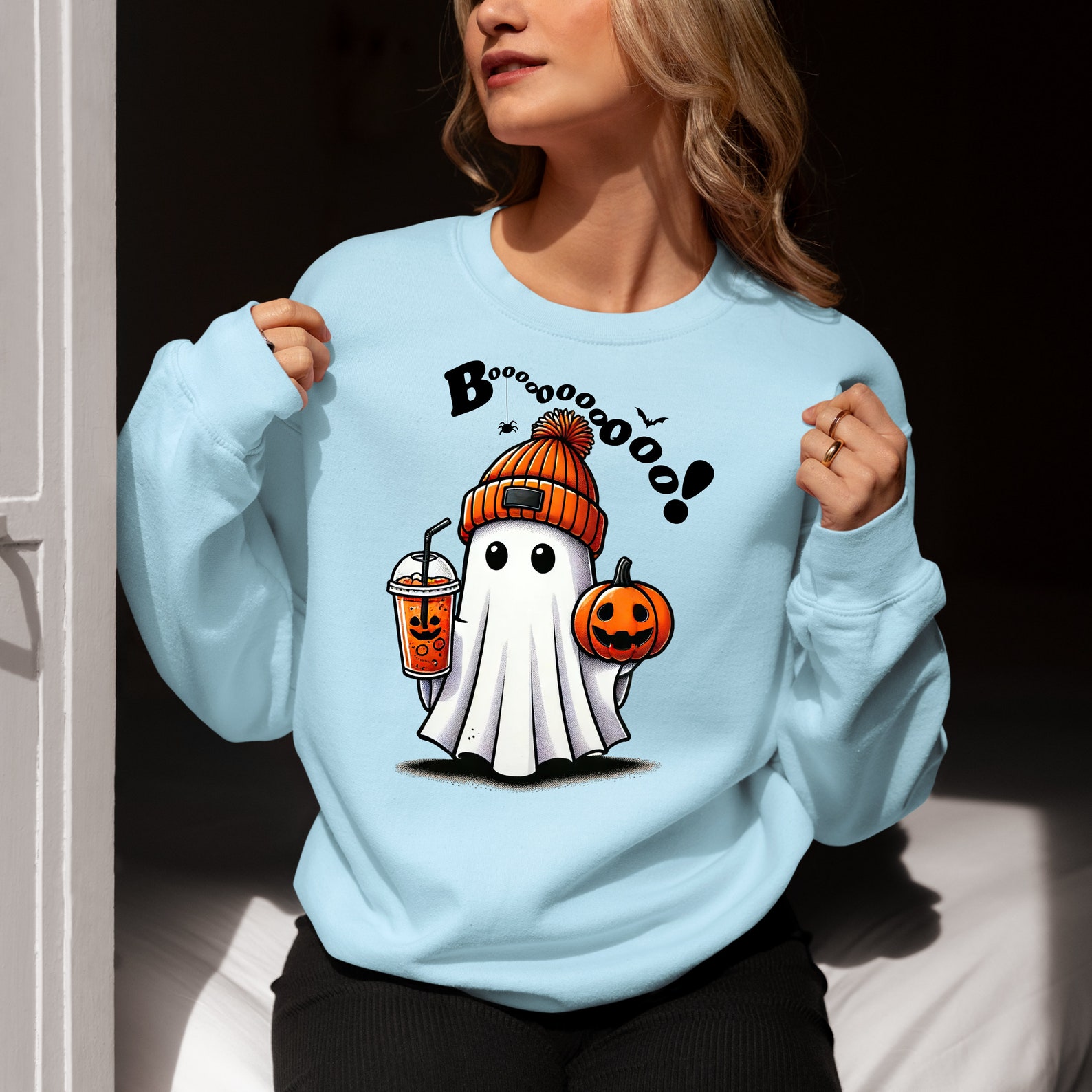 Halloween Boo Ghost Sweatshirt, Cute Boo Sweatshirt, Spooky Ghost ...