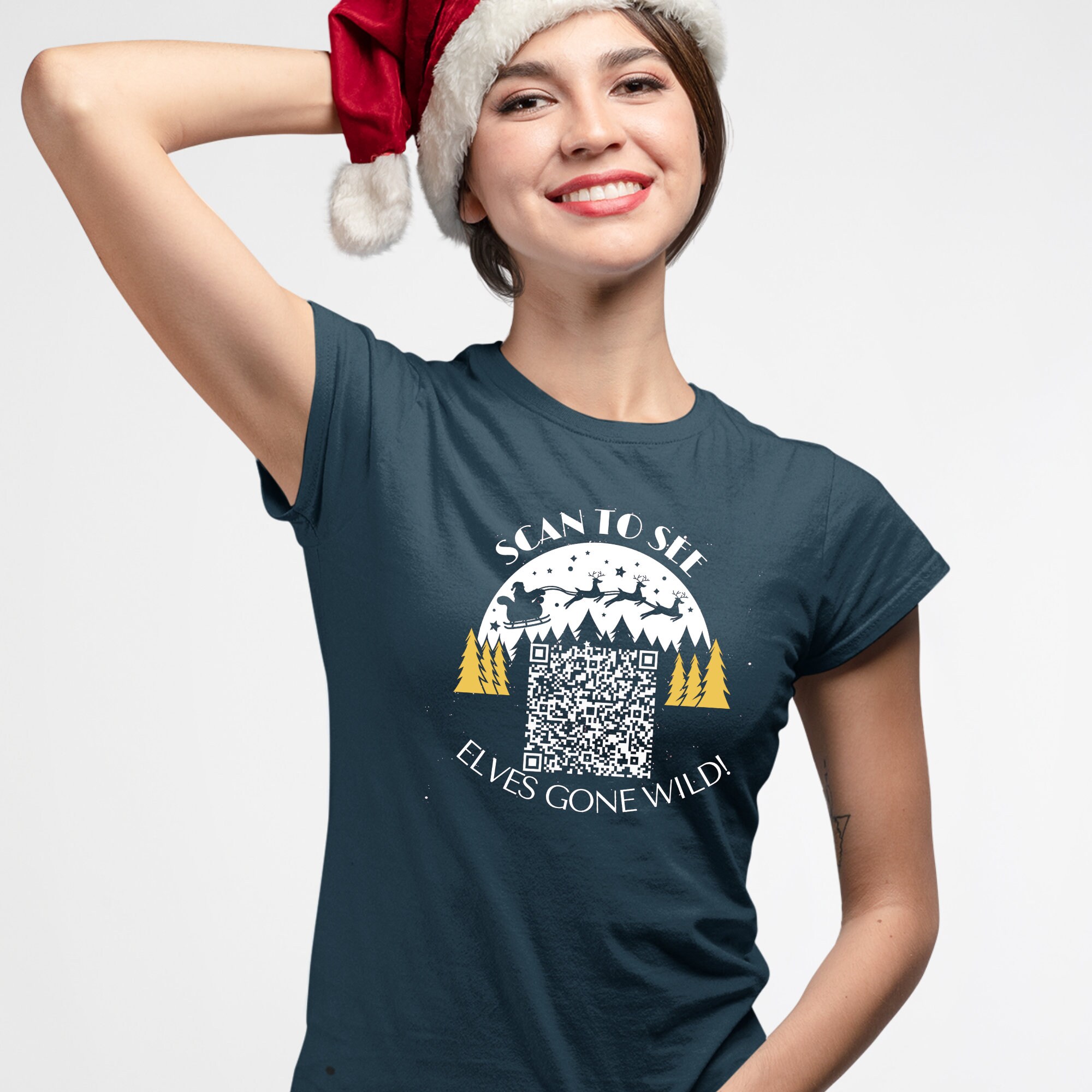 Christmas Changeable QR Code Message Shirt, Holiday Tee, Changeable QR ...