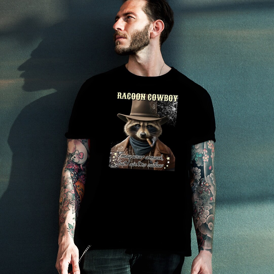 Vintage Cowboy Racoon Cigar Smoking Shirt, Funny Western Raccoon Shirt ...