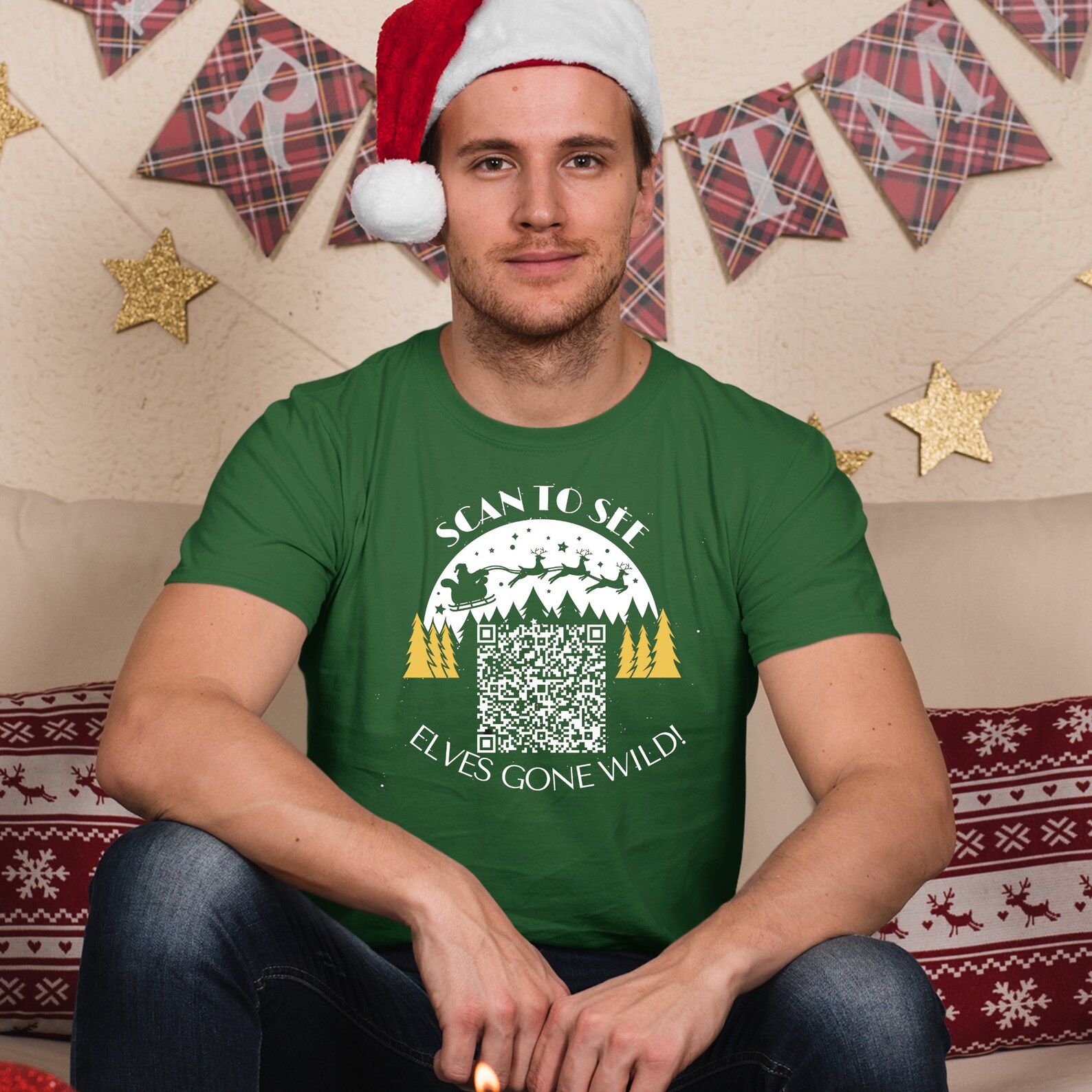 Christmas Changeable QR Code Message Shirt, Holiday Tee, Changeable QR ...
