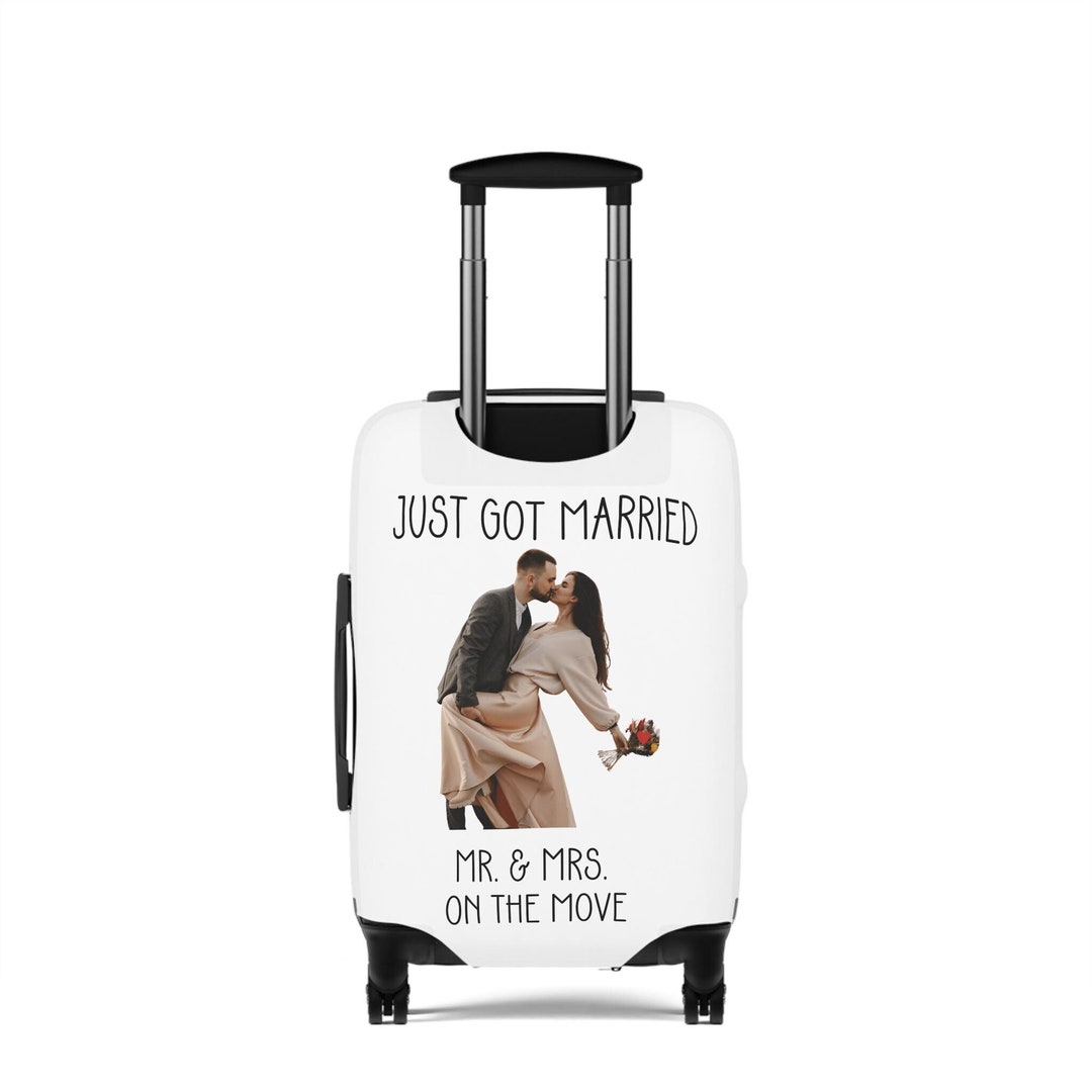 Custom Photo Luggage Cover, Just Got Married Carry-on Cover, Custom ...