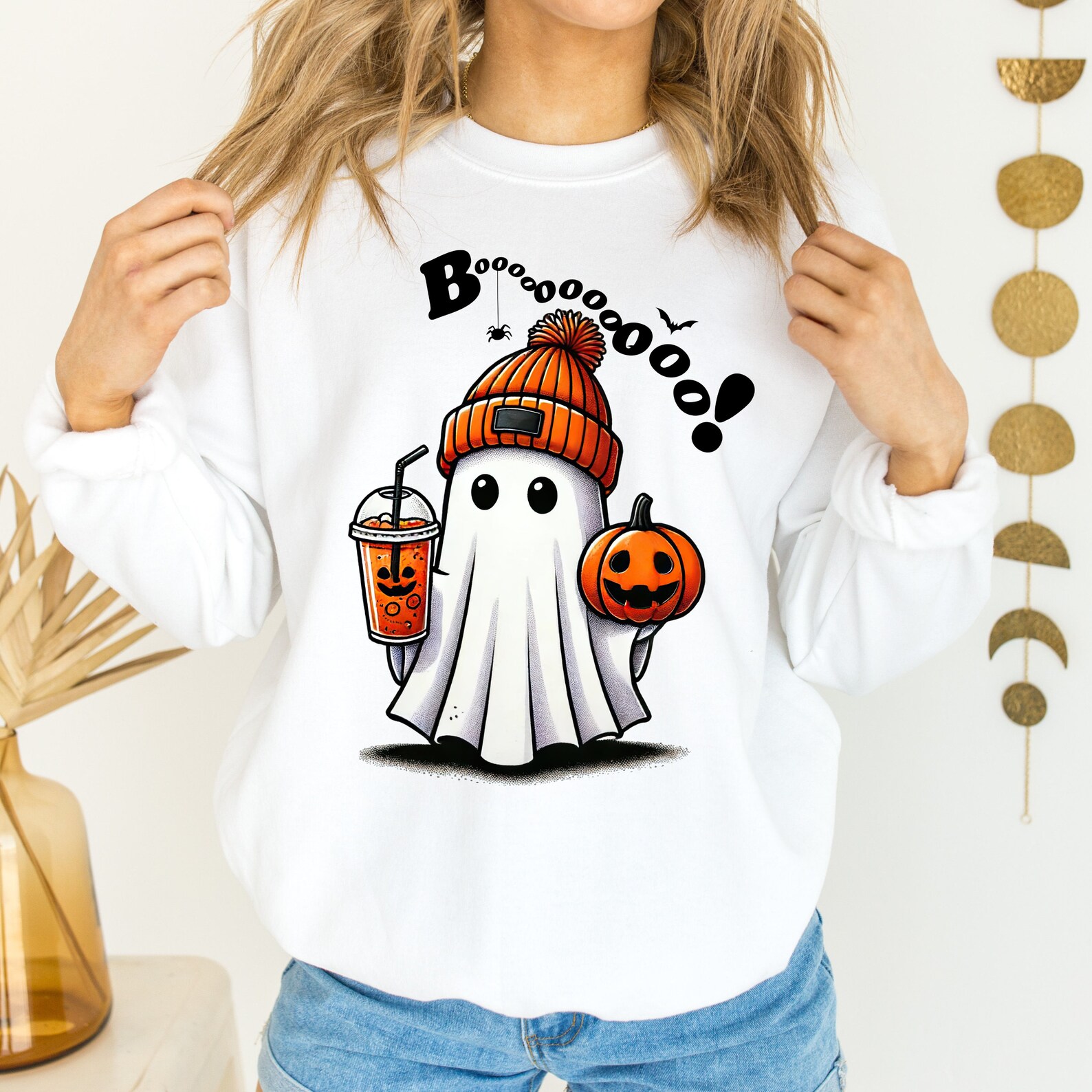 Halloween Boo Ghost Sweatshirt, Cute Boo Sweatshirt, Spooky Ghost ...