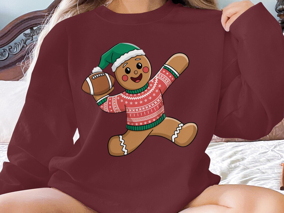 Christmas Gingerbread Football Sweatshirt, Christmas Gingerbread Man in ...