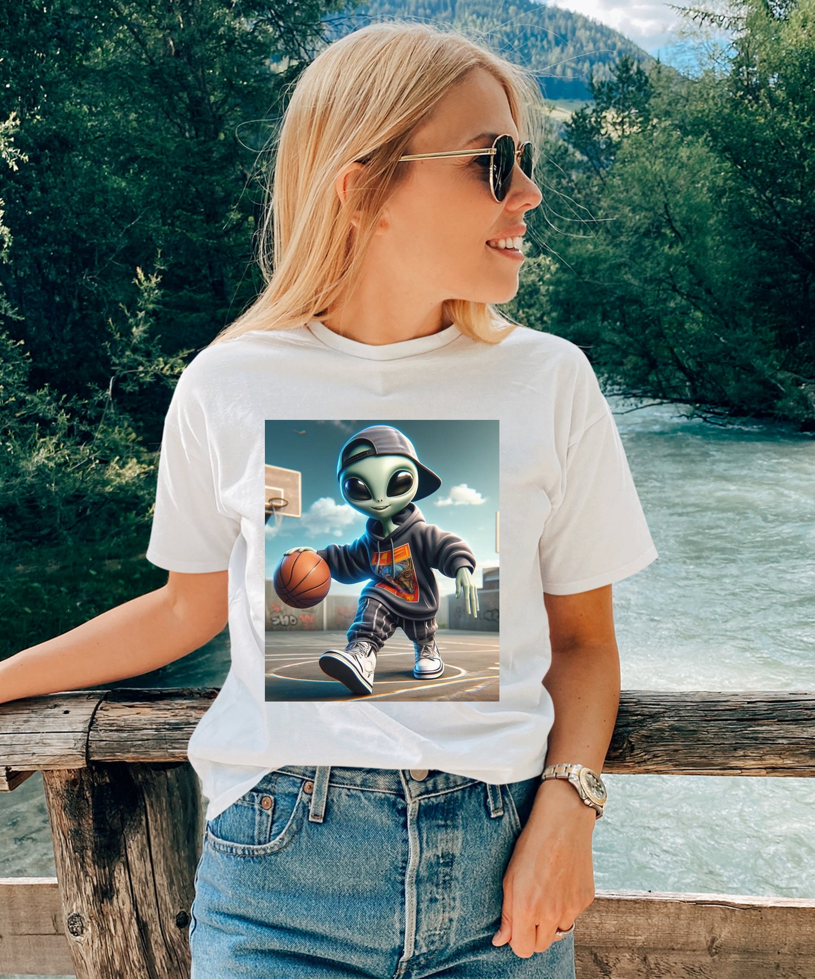 Urban Alien Basketball Shirt, Funny Basketball Shirt, UFO Alien ...