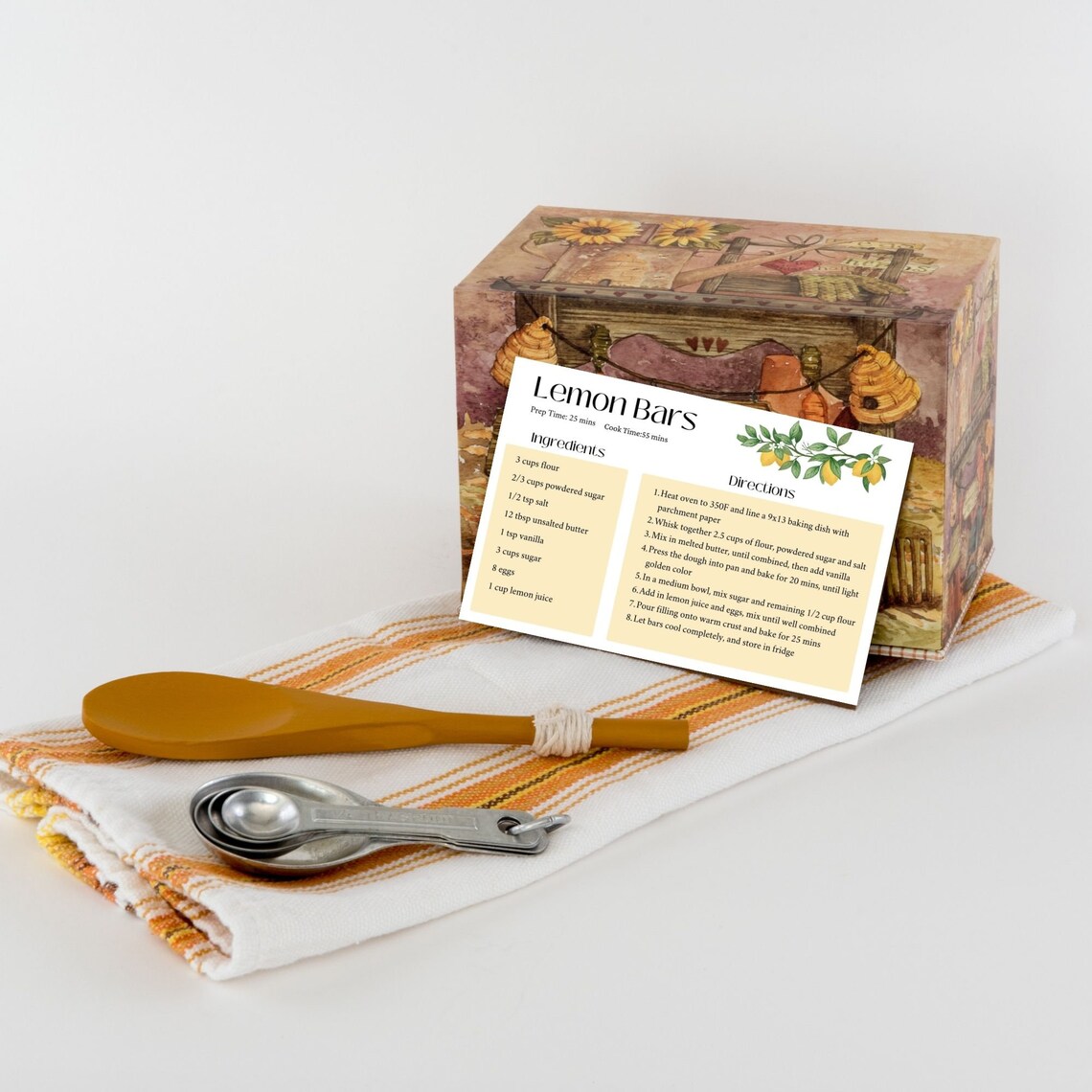 Editable Recipe Card Template lemon Theme for Print or Digital Use ...