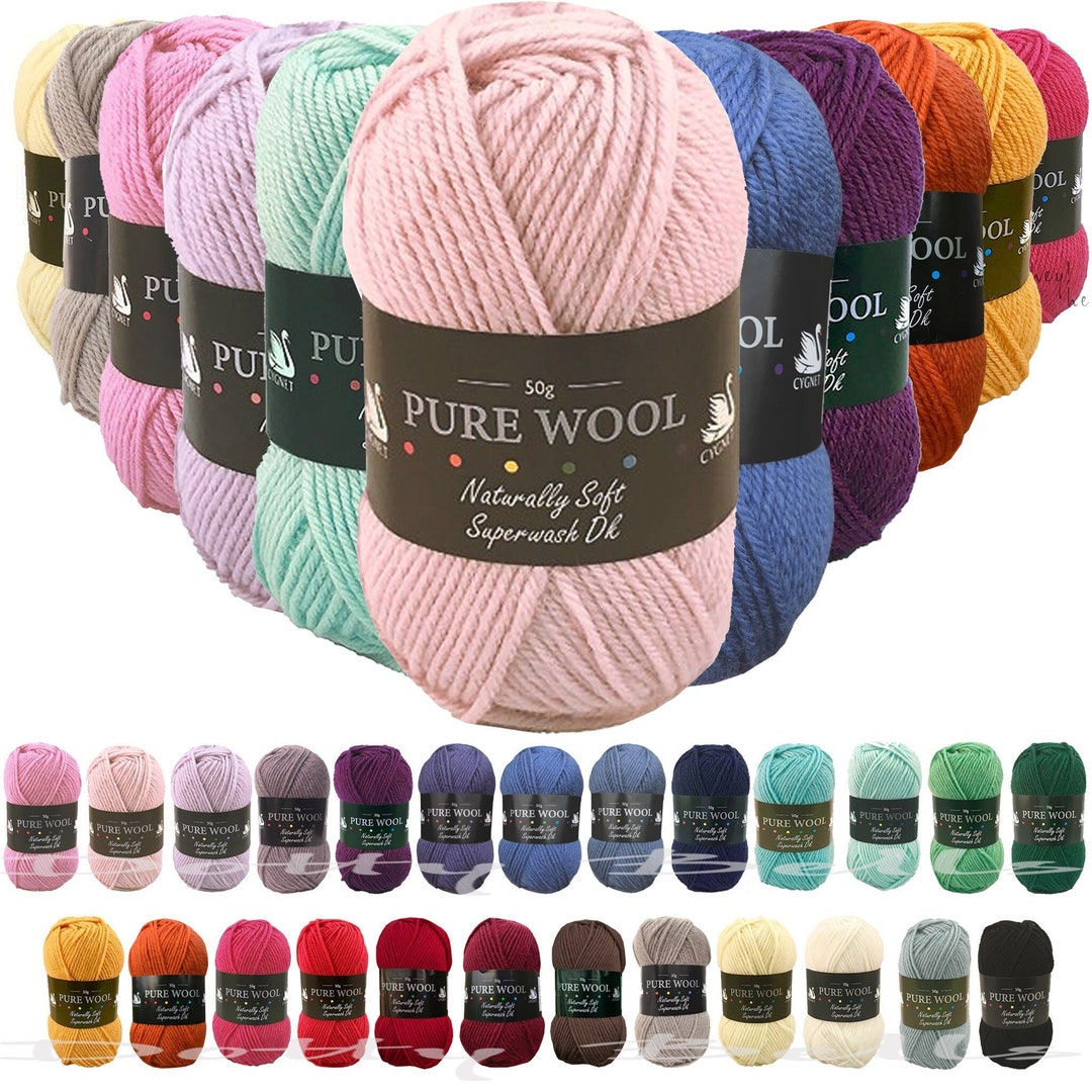 Cygnet 100% Pure Wool Superwash DK - 50g Ball - Double Knit Yarns for ...