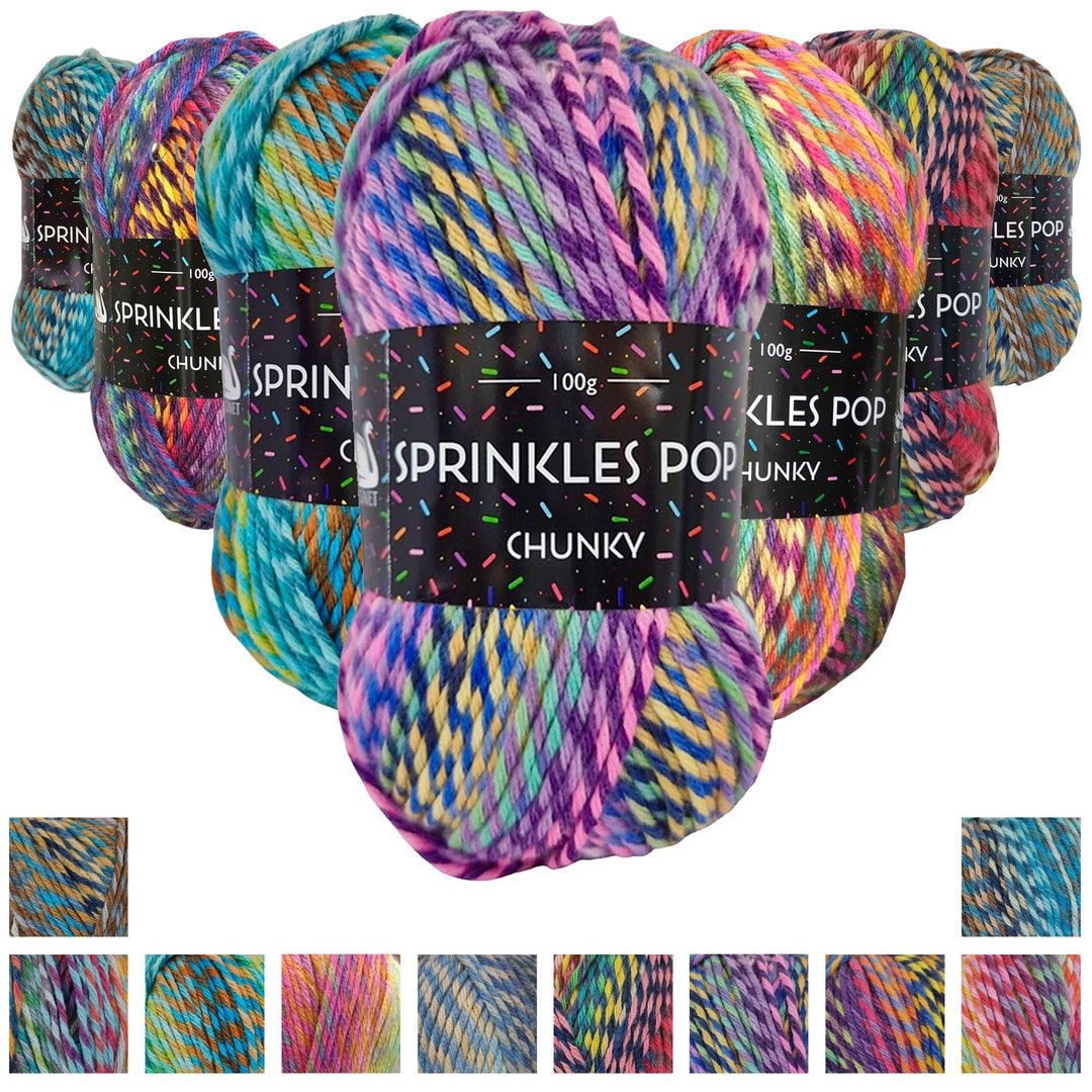 Cygnet Sprinkles Pop CHUNKY - 100% Acrylic Yarns - 100g Ball - for Fun ...