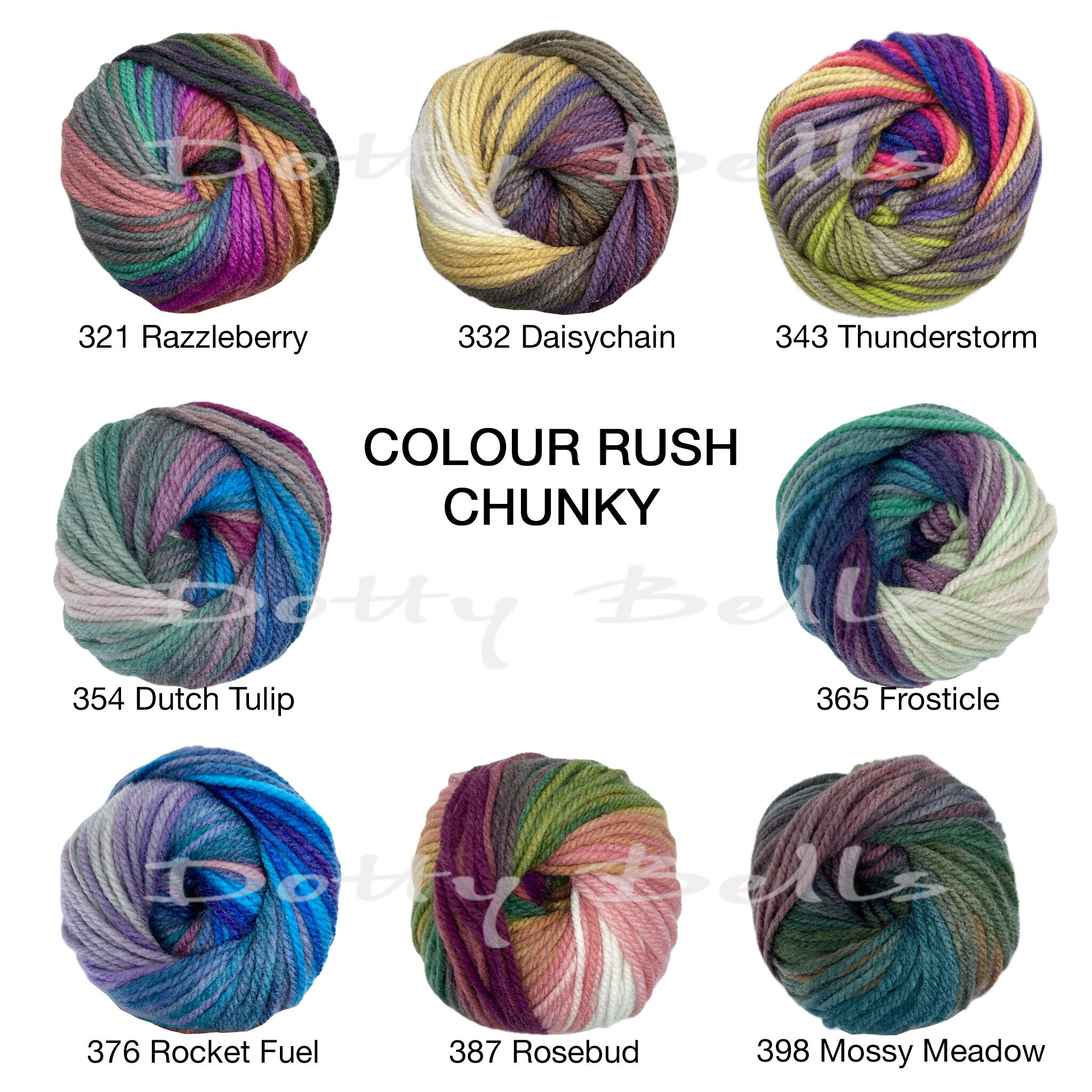 Cygnet Colour Rush CHUNKY Acrylic Yarns 100g Ball for Colourful Fun ...