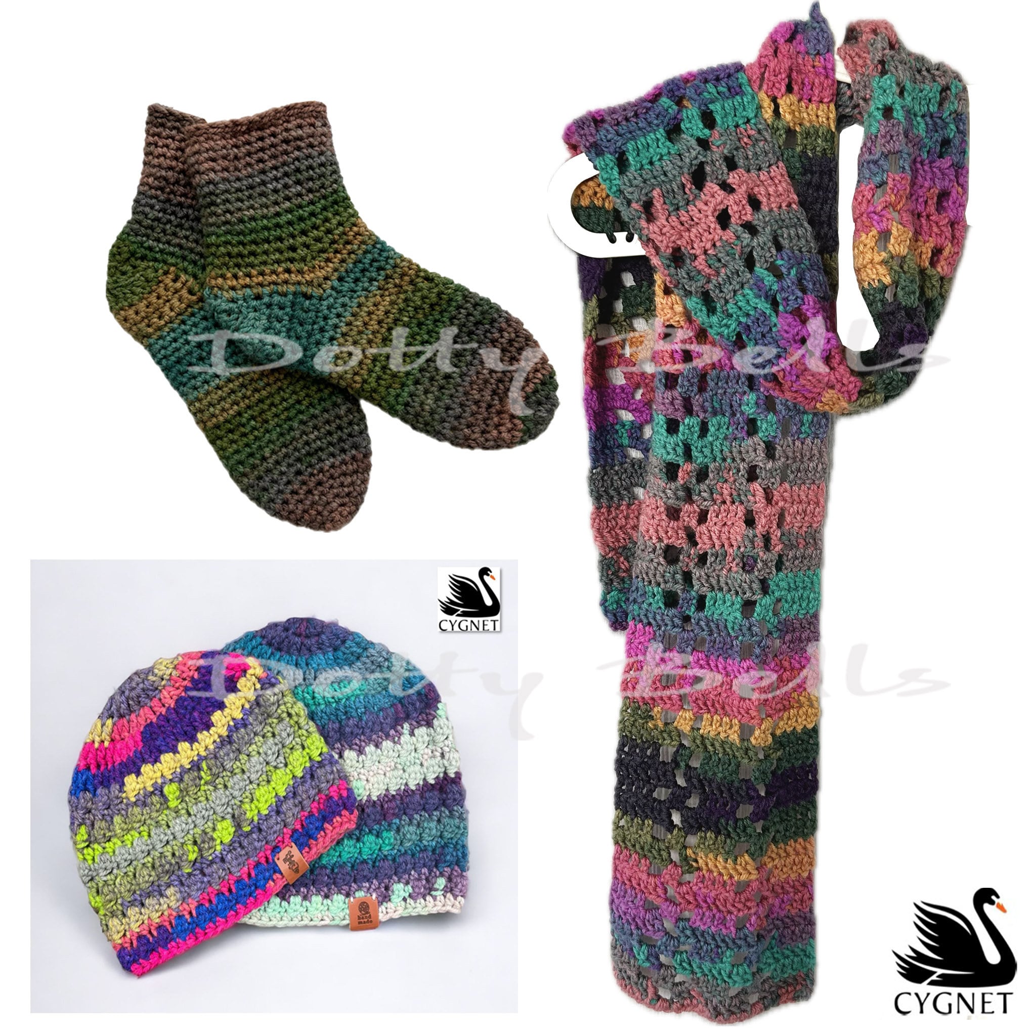 Cygnet Colour Rush CHUNKY Acrylic Yarns 100g Ball Multicoloured Self ...