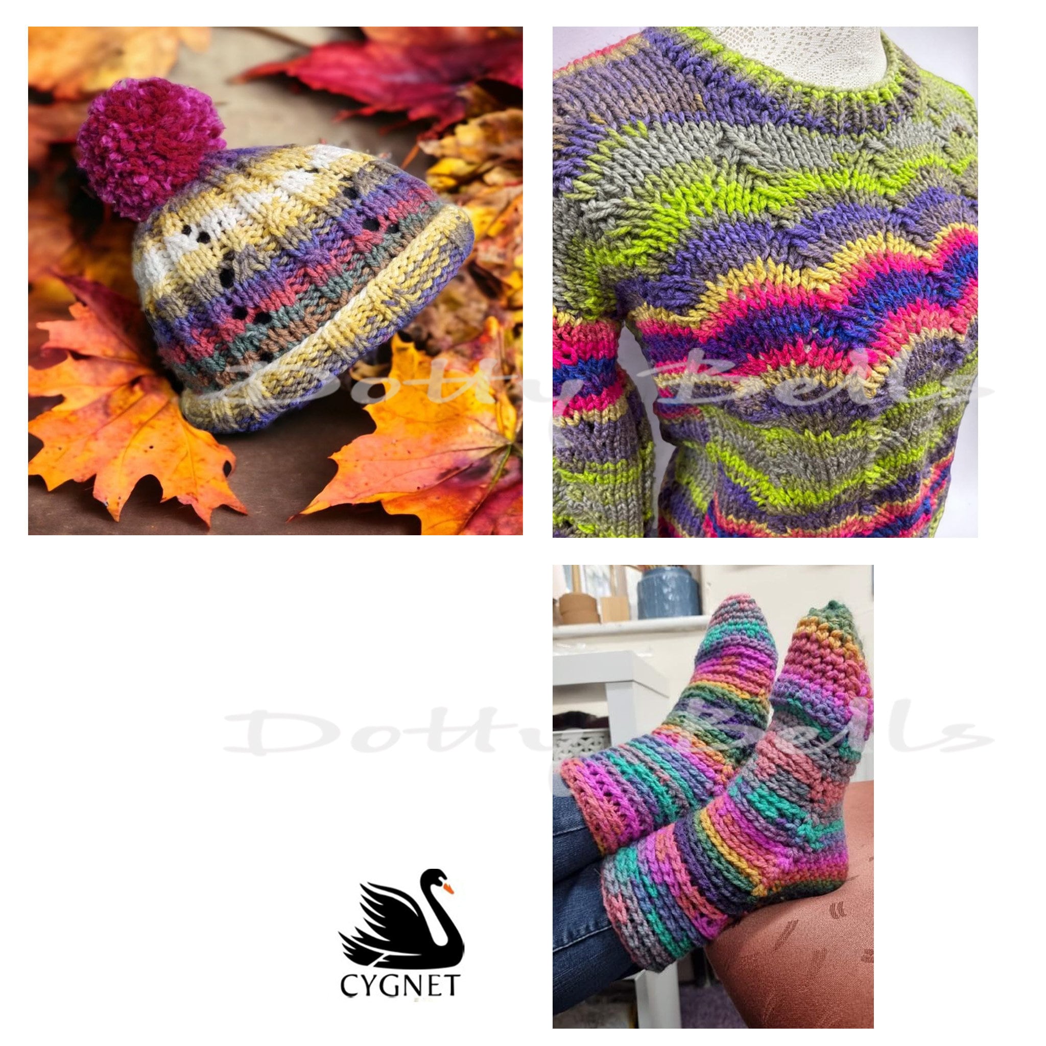 Cygnet Colour Rush CHUNKY - Acrylic Yarns - 100g Ball - Multicoloured ...