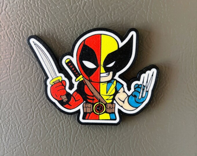 Deadpool & Wolverine Cartoon Magnet - Etsy