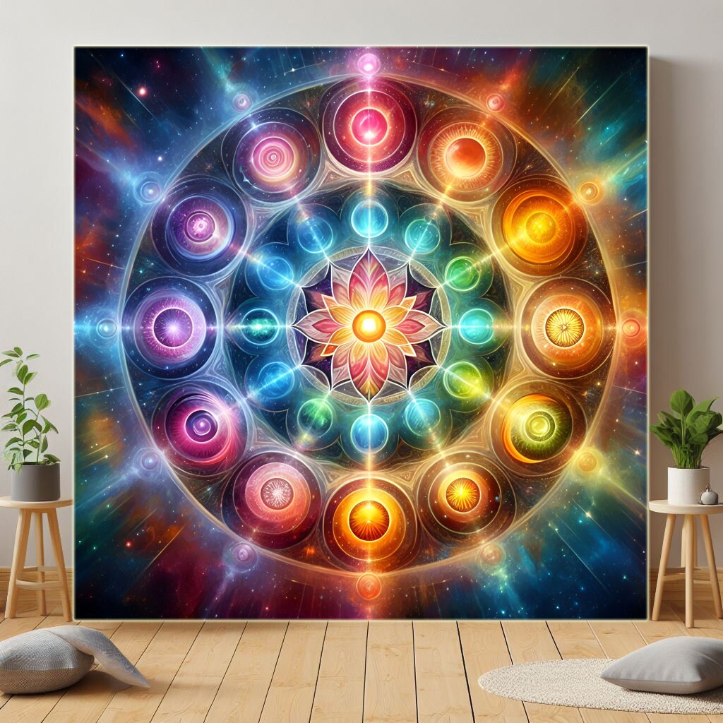 Chakra Wall Decor, Chakra Symbols Decor, Wall Hanging Chakra Canvas ...