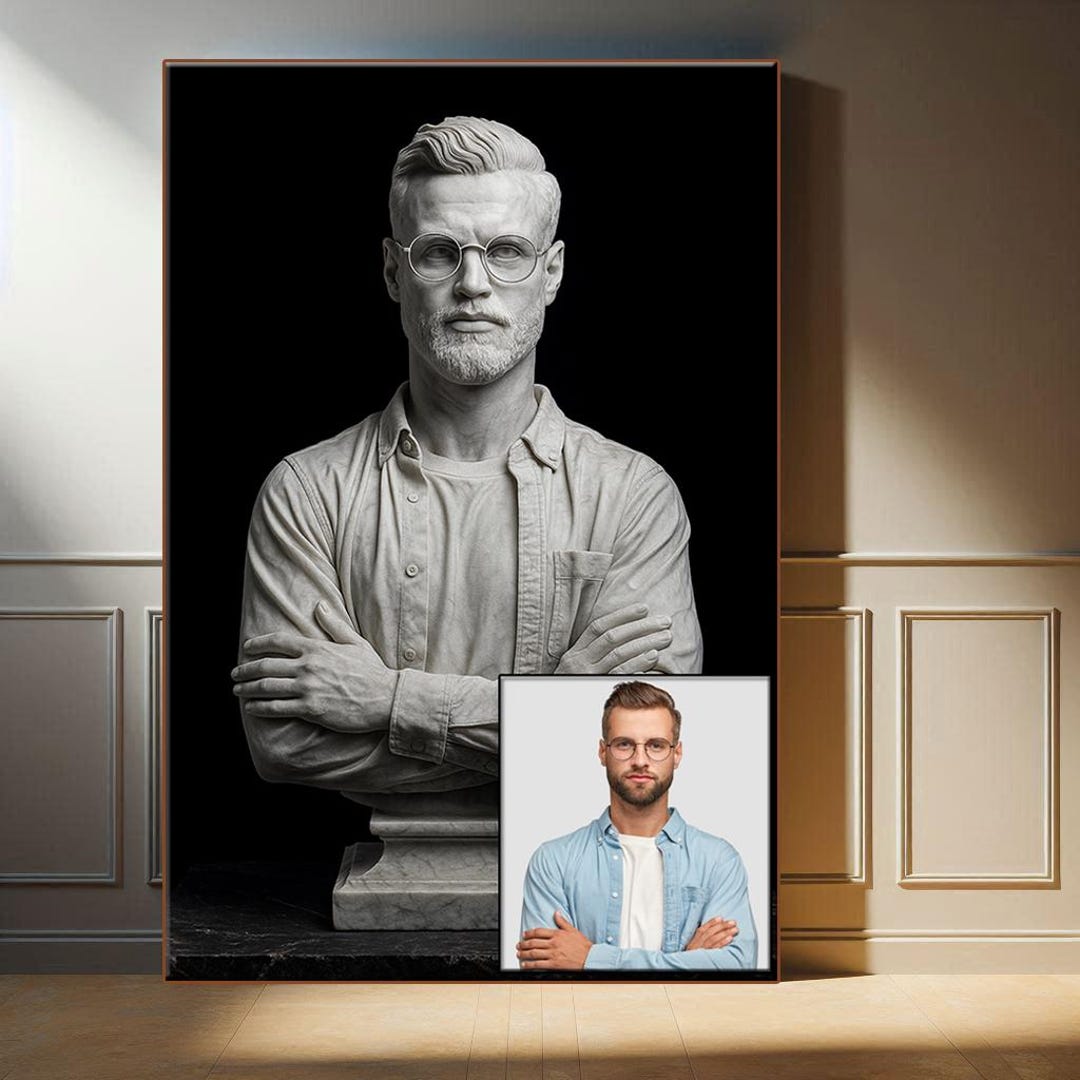 Custom Portrait Busts From Photo Greek Mythology Statue Canvas Wall Art ...