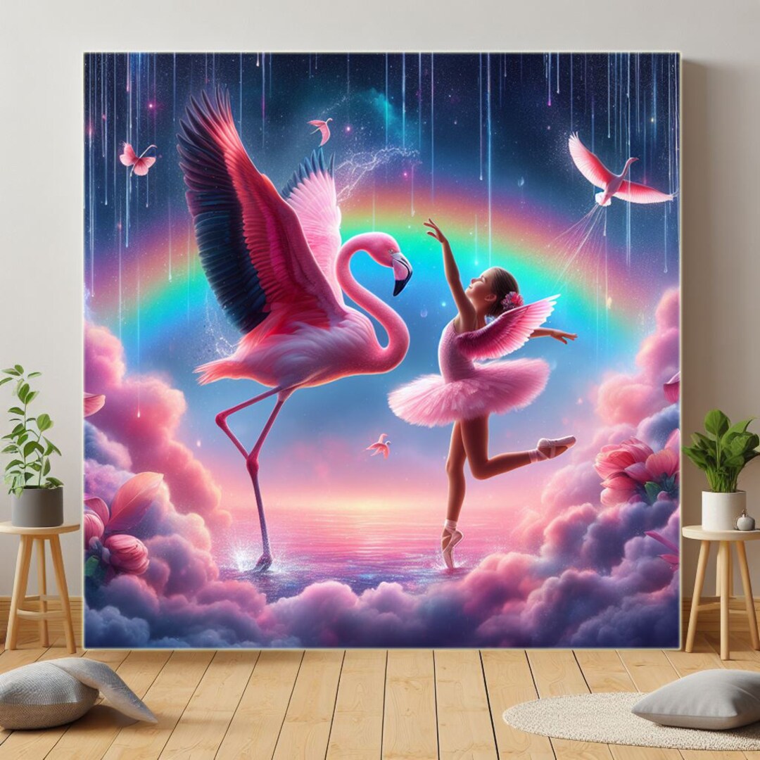 Flamingo Children's Room Poster, Pink Flamingo Wall Art, Pink Filamingo ...