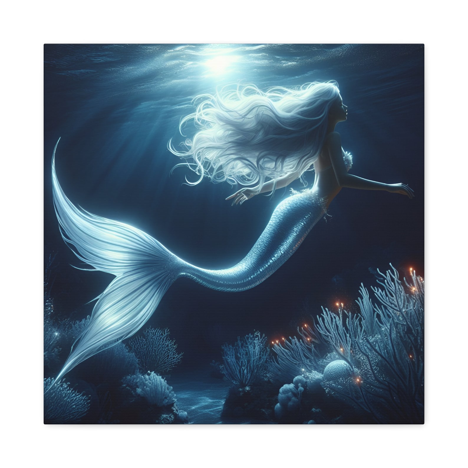 Mermaid Canvas Wall Art, Mermaid Gift for Her, Mermaid Fantasy Canvas ...