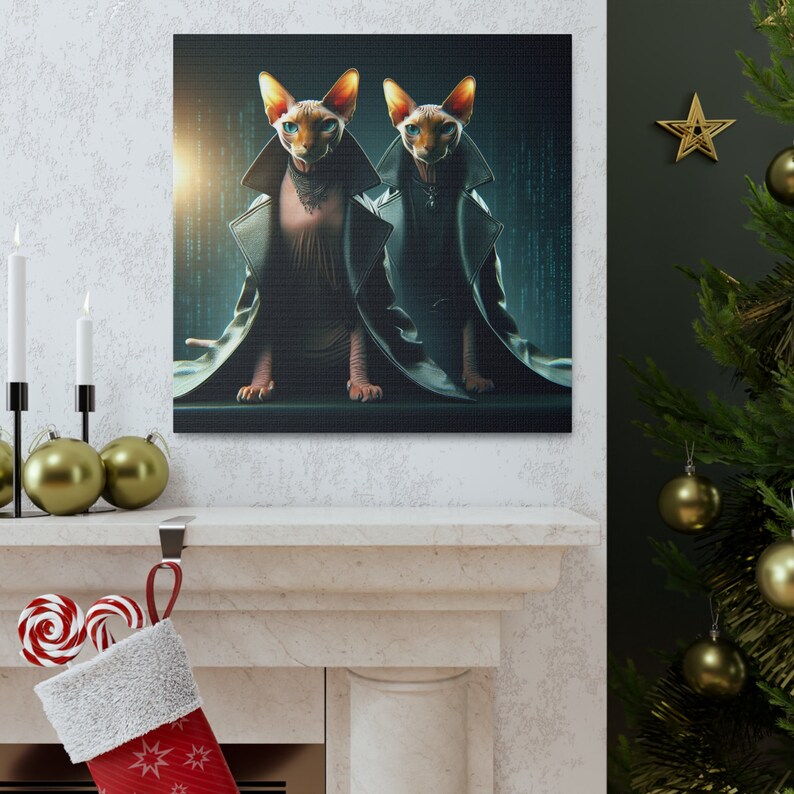 Matrix Neo Sphinx Cats Canvas Art, Sphinx Cats Canvas Art Print, Sphynx ...