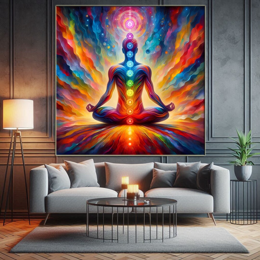 Spiritual Wall Art Meditation Poster, Chakra Symbols Decor, Yoga Room ...