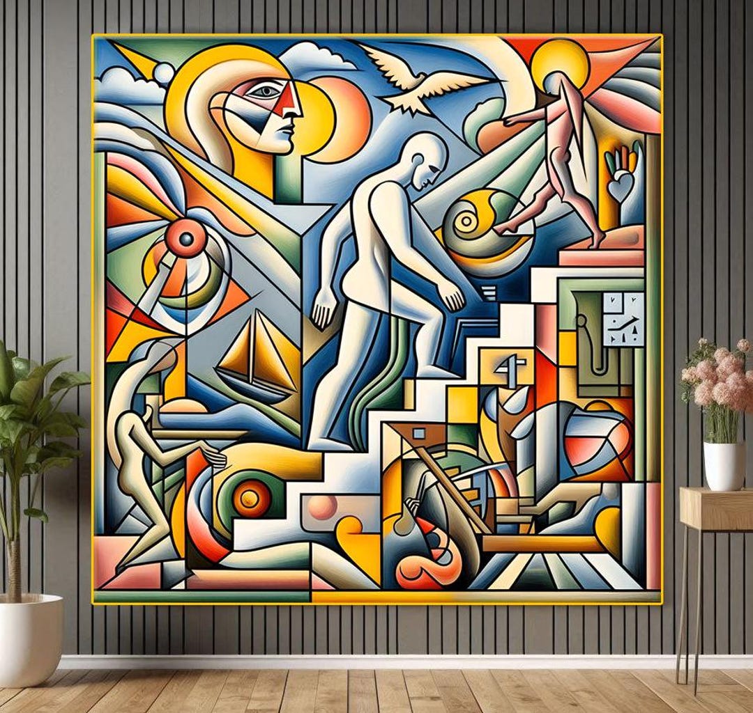Modern Abstract Picasso Style Cubist Canvas Wall Art, Pablo Picasso ...