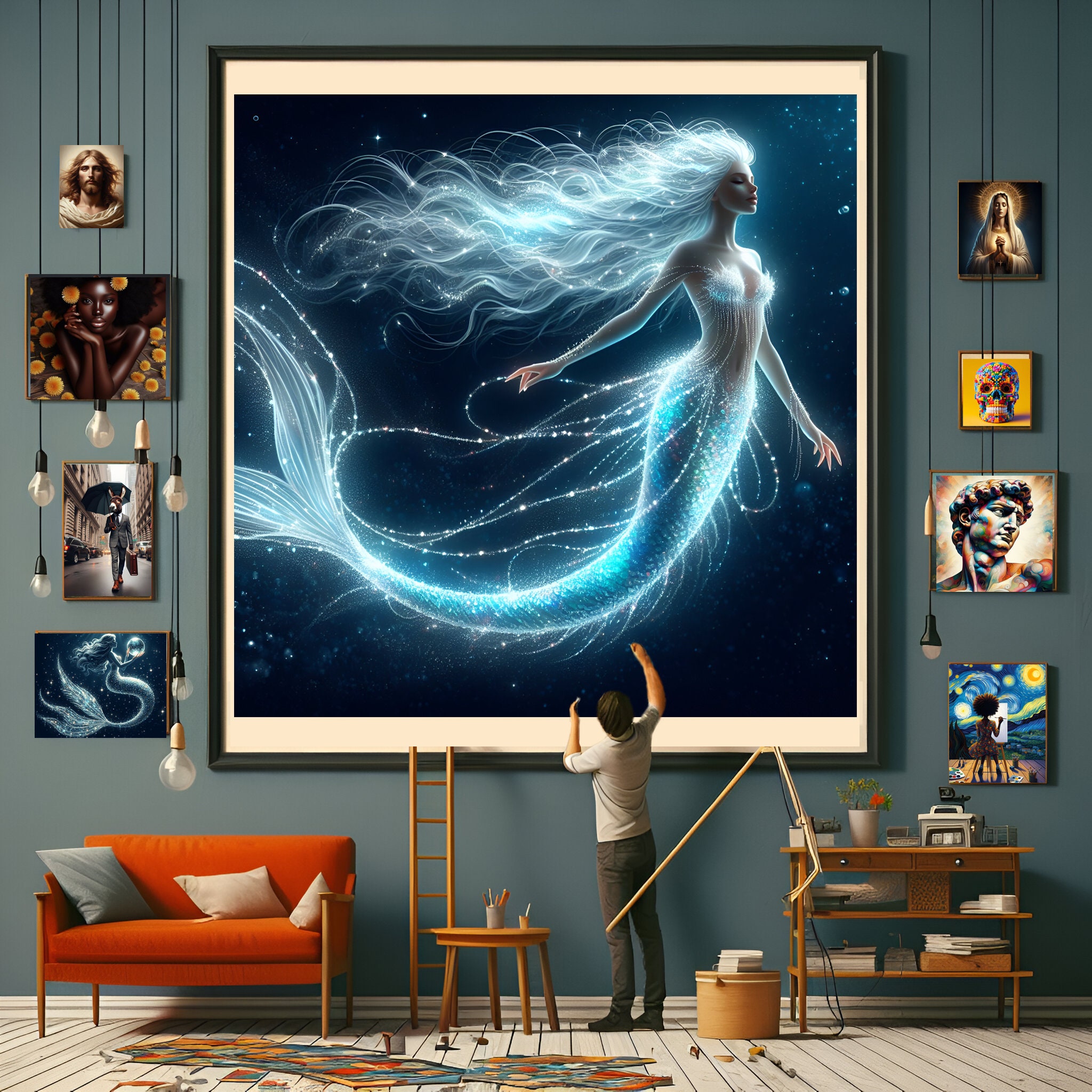 Mermaid Wall ART Decor, Mermaid Canvas Print, Mermaid Decor for Her ...