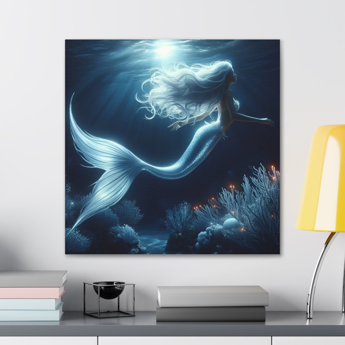 Mermaid Canvas Wall Art, Mermaid Gift for Her, Mermaid Fantasy Canvas ...