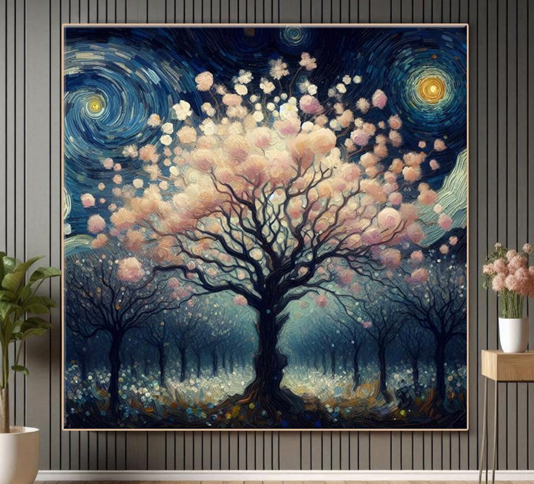 Van Gogh Style Tree of Life Wall Art, Enchanted Forest Art ...