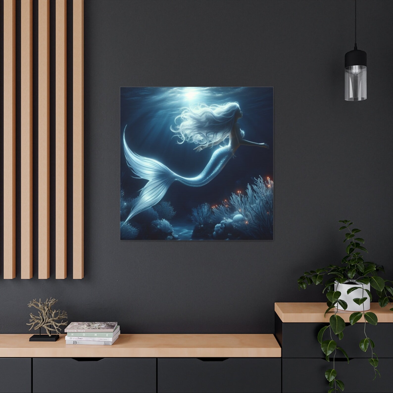 Mermaid Canvas Wall Art, Mermaid Gift for Her, Mermaid Fantasy Canvas ...