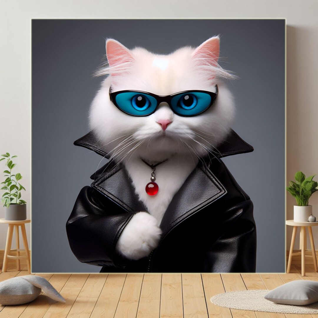 Neo the Matrix Cat Wall Art, Matrix Movie Fan Art, Neo Fan Art, Matrix ...