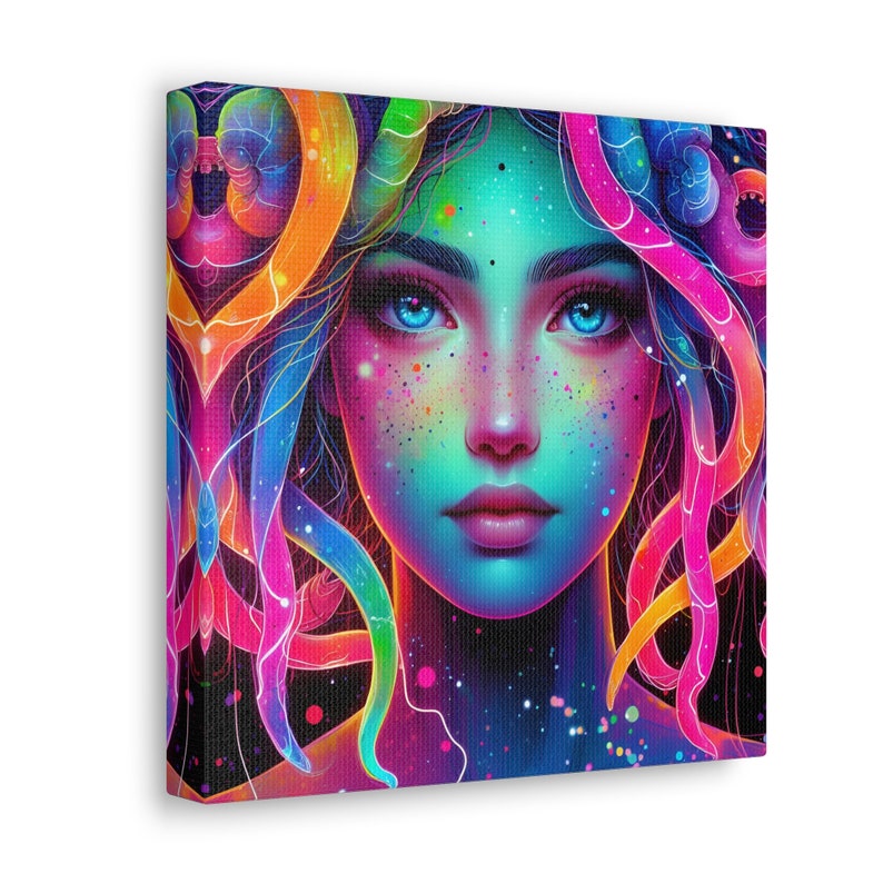Medusa Colorful Greek Statue Canvas Wall Art, Portrait Medusa Modern ...