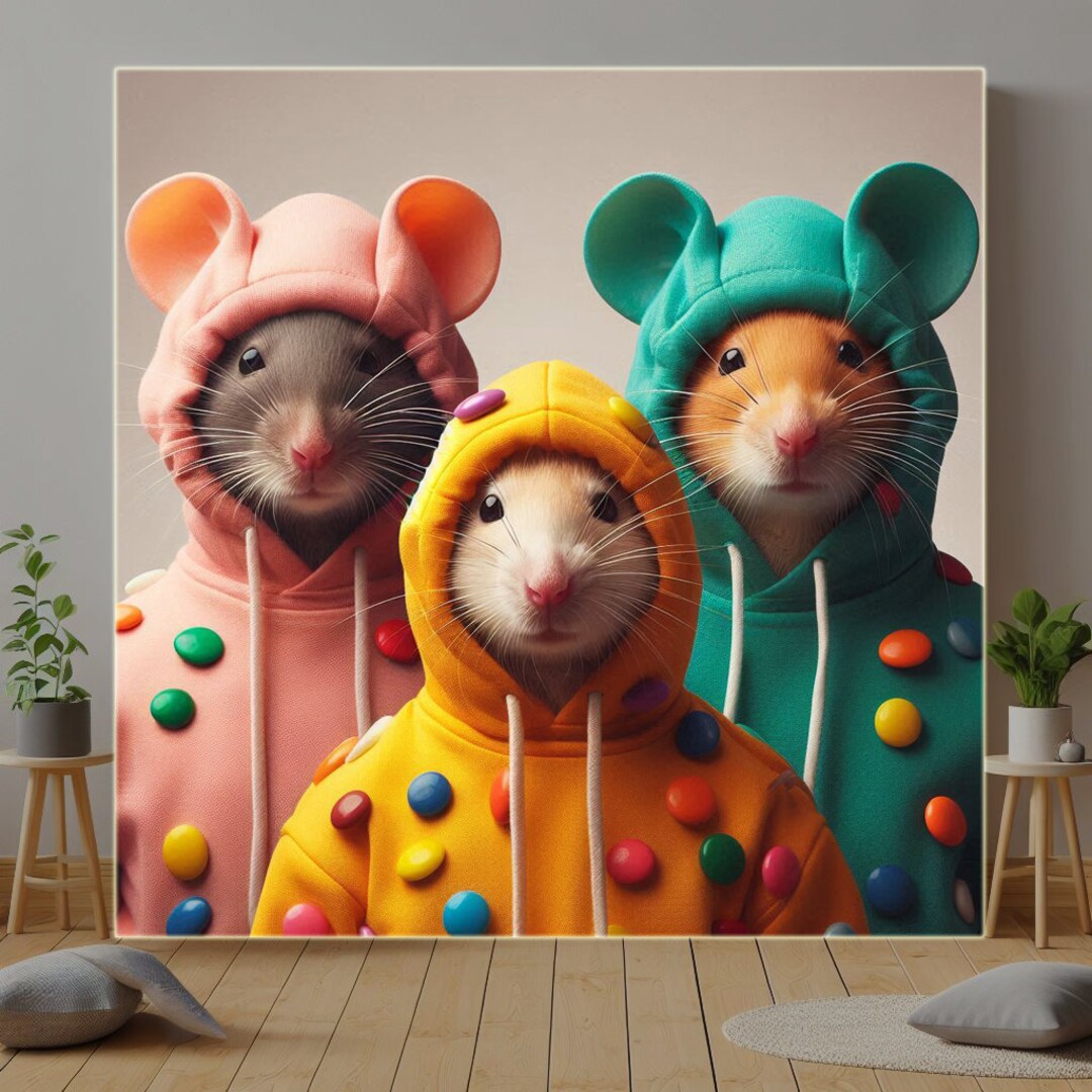 Human Mice, Colourful Sweet Cute Mice Wall Decor, Abstract Mouse Wall ...