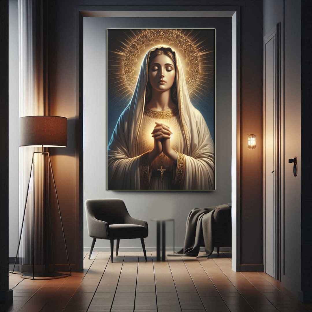 Virgin Mary Canvas Print, Catholic Mother Mary Painting Print, the ...