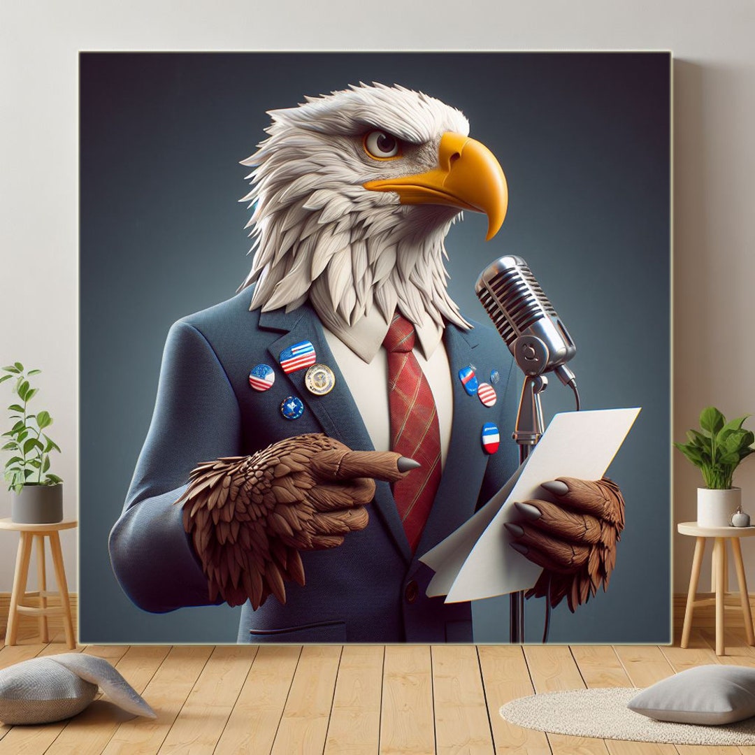 American Political Canvas, USA Flag Eagle Portrait Canvas, USA ...