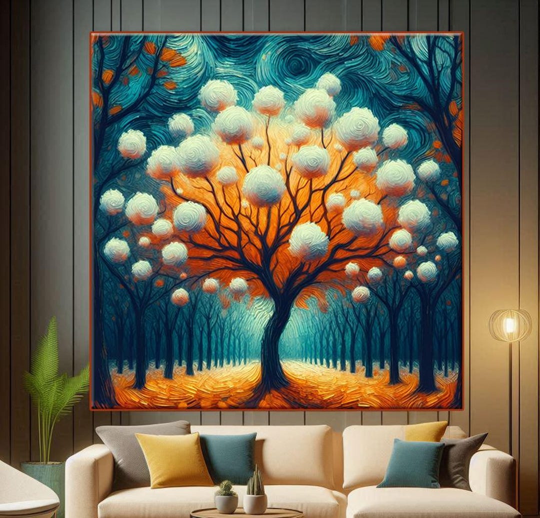 Tree of Life Wall Art Canvas, Enchanted Forest Art Print, Van Gogh Tree ...