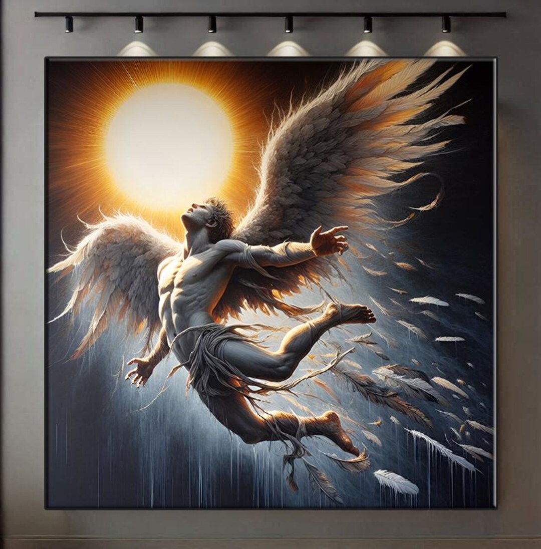 Lament of Icarus Greek God Mythology Canvas Wall Art, Masculine Wall ...
