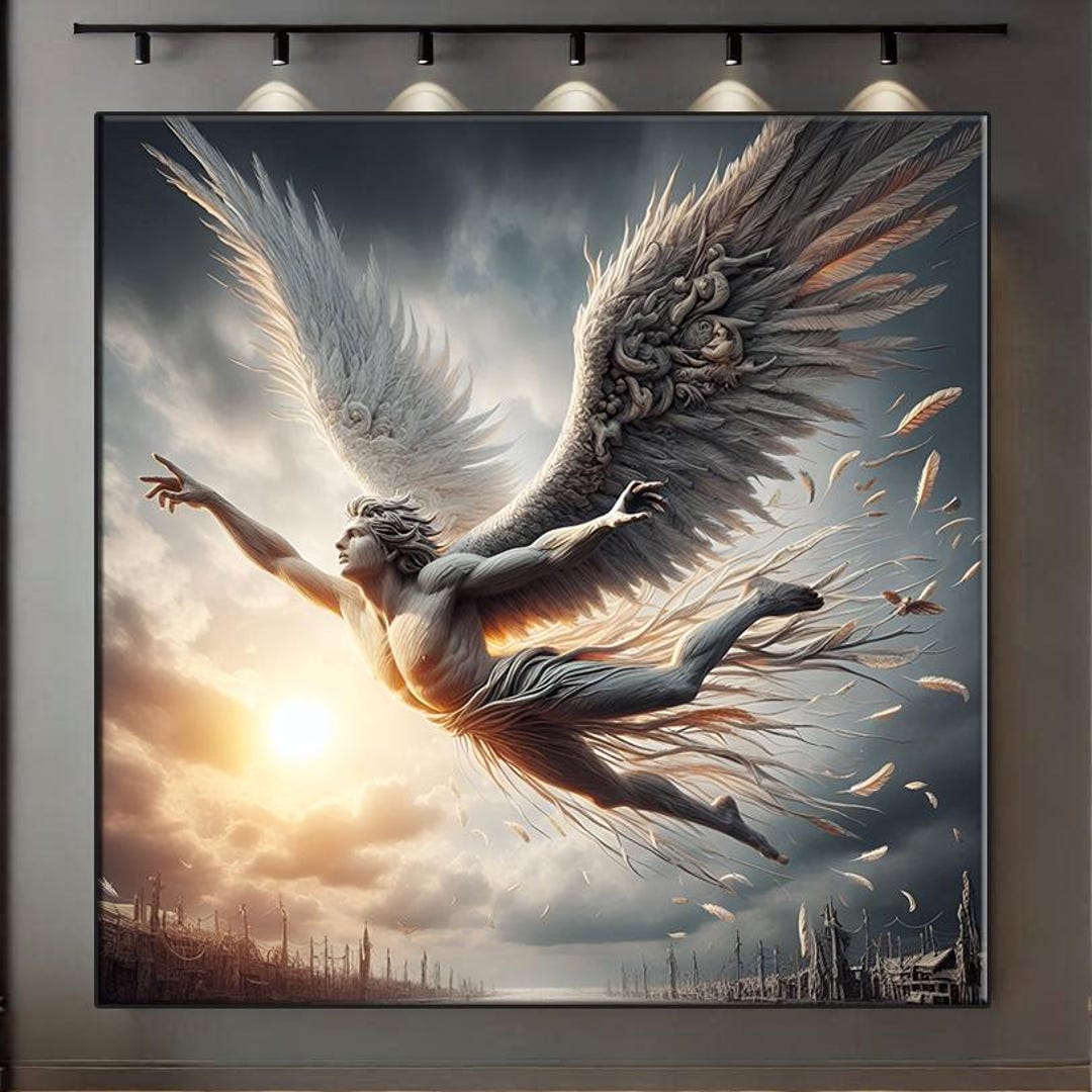 Greek God Mythology Lament of Icarus Canvas Wall Art, Masculine Wall ...