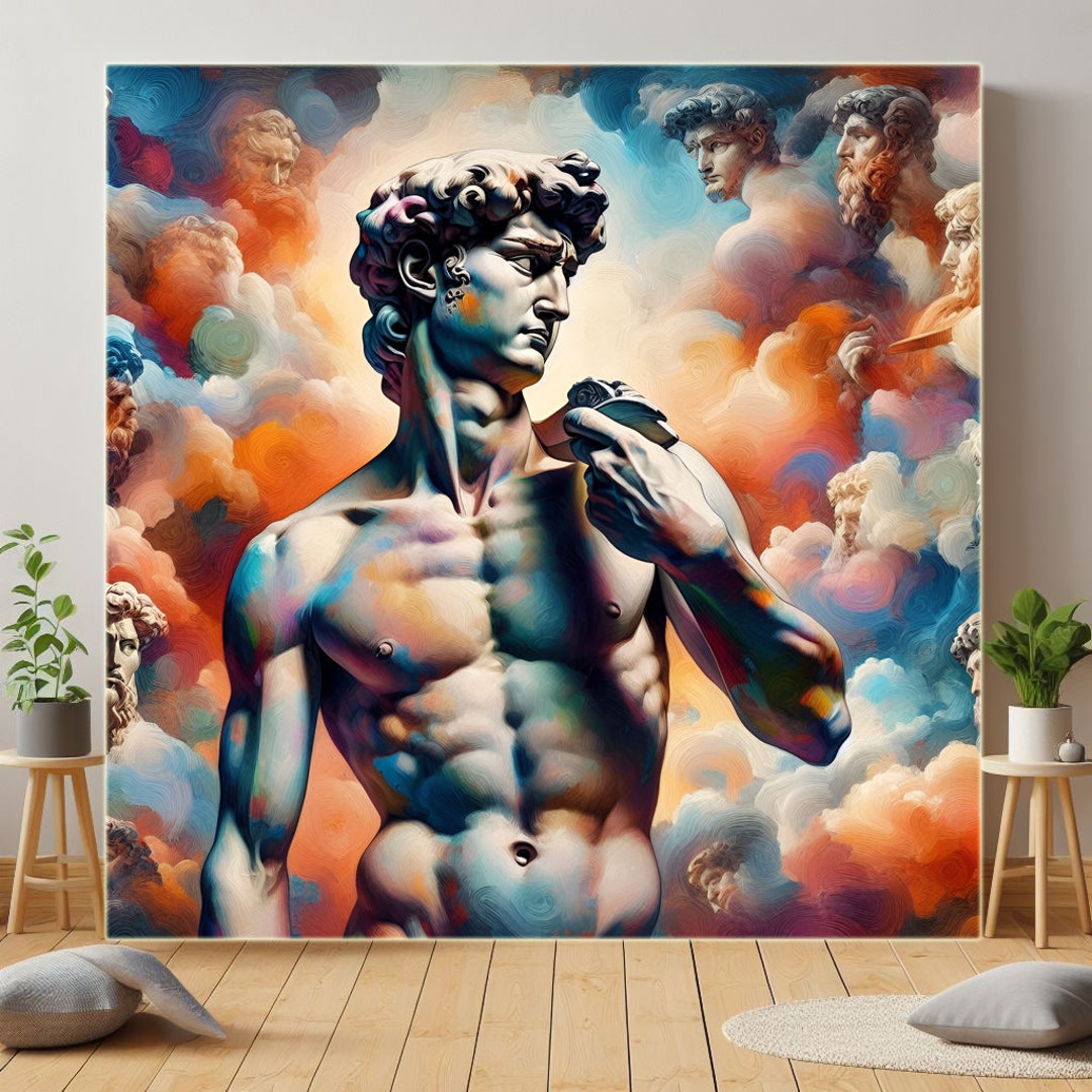 Michelangelo Wall Art, Statue of David Head, Modern Wall Decor ...