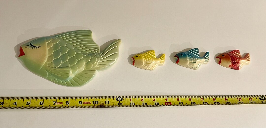 Set of 4 Vintage Miller Studio Chalkware Fish Wall Hangings School of ...