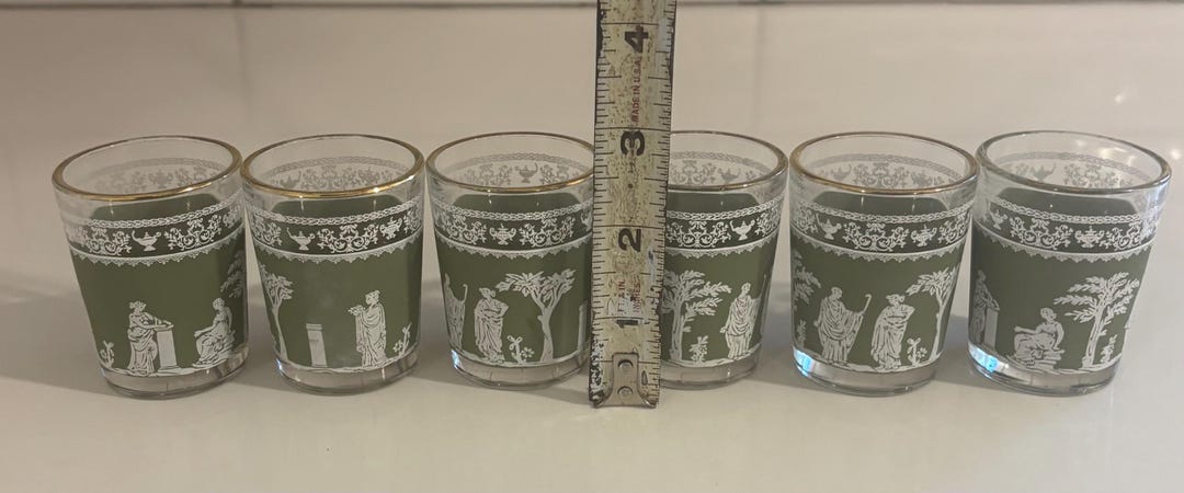 Set of 6 Vintage Jeanette Glass Wedgwood Style Hellenic Greek Roman ...