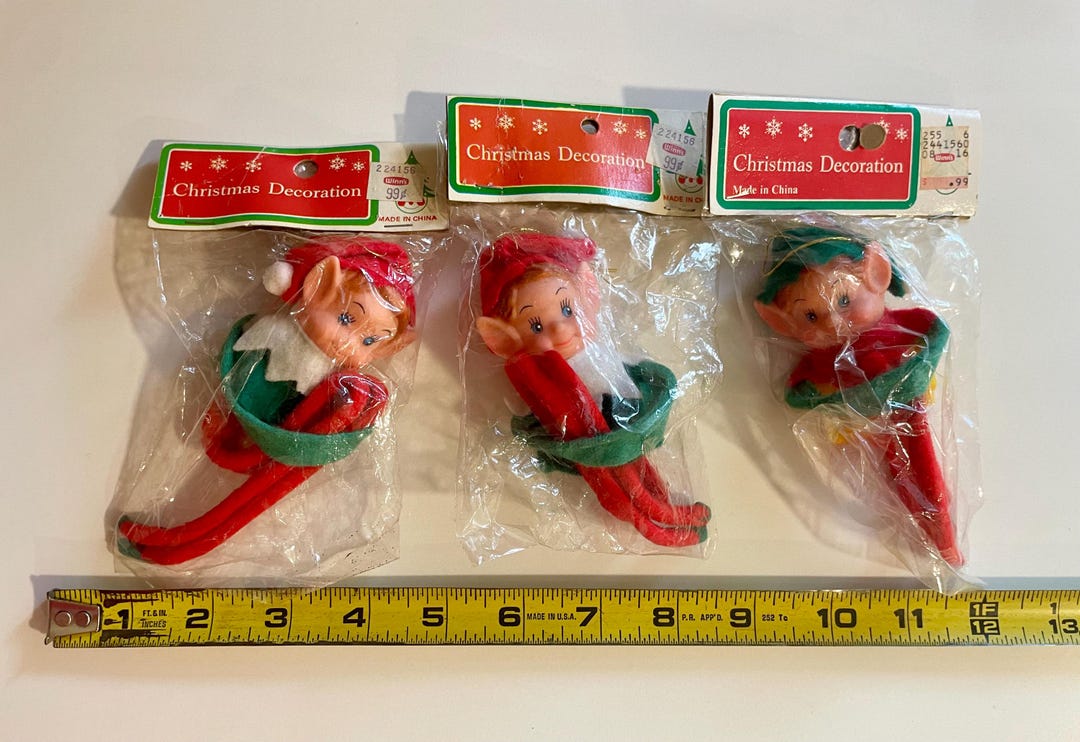 Set of 3 Felt Knee Hugging Christmas Elves in Original Packaging - Etsy