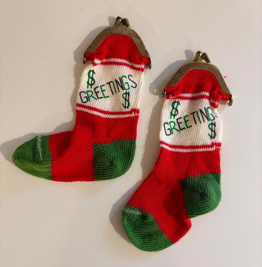 Pair of Vintage Christmas Coin Purses Stockings for Cash Presents - Etsy